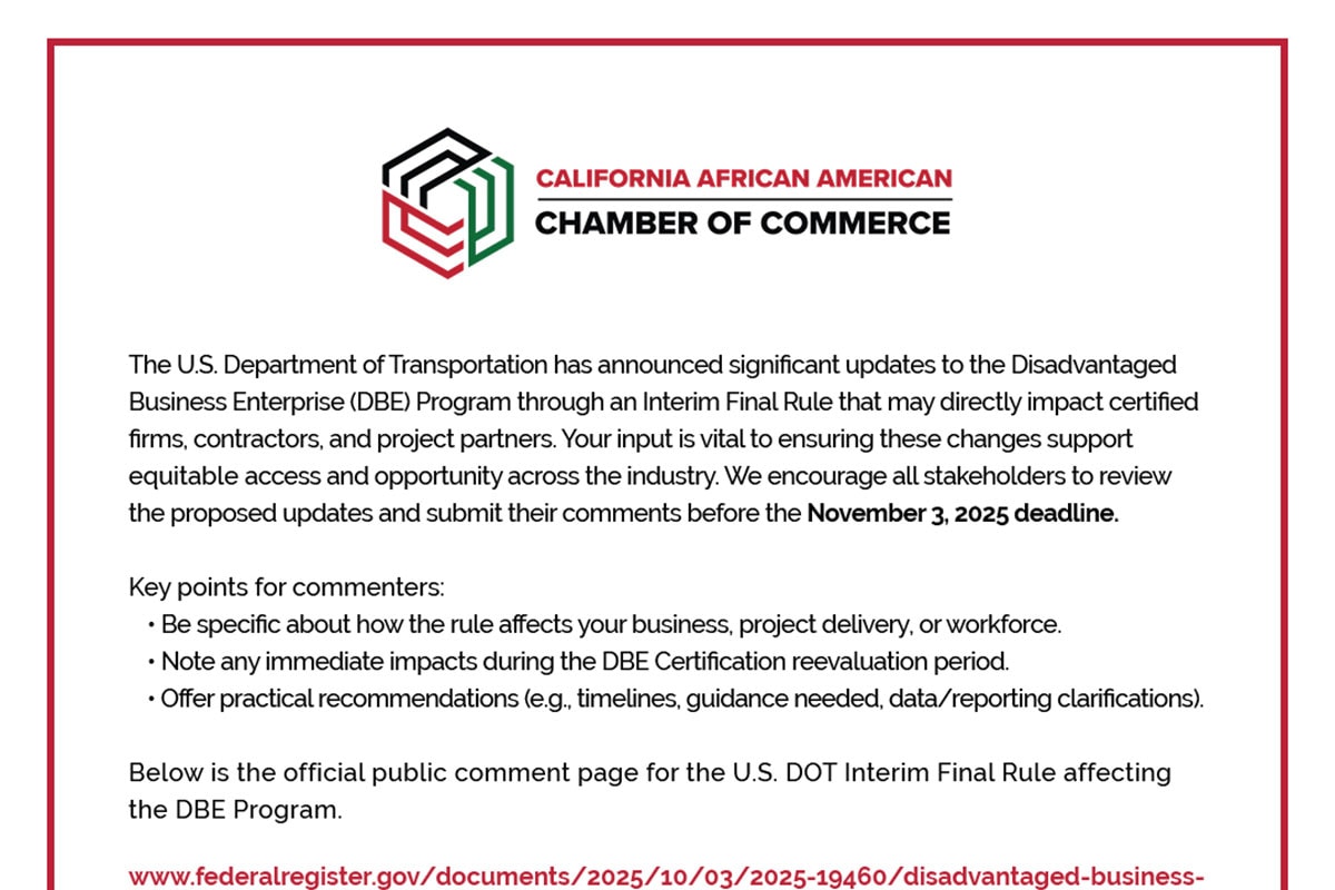 US DOT has issued an Interim Final Rule changing DBE eligibility and ...